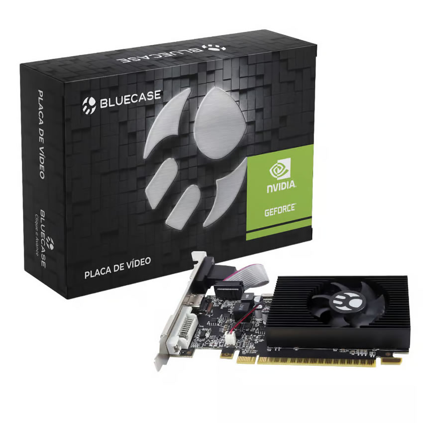 Placa de Vídeo Bluecase G210, NVIDIA GeForce 1GB, DDR3, 64 Bits, Low Profile, HDMI, DVI, VGA ...